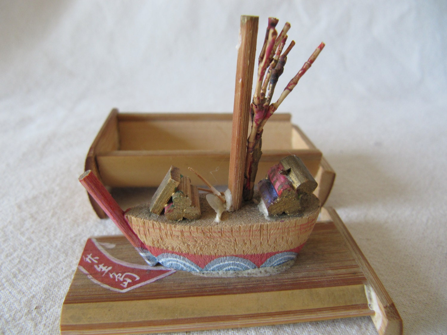 Vintage Japan Boat Toothpick Holder Bamboo Wood - Etsy