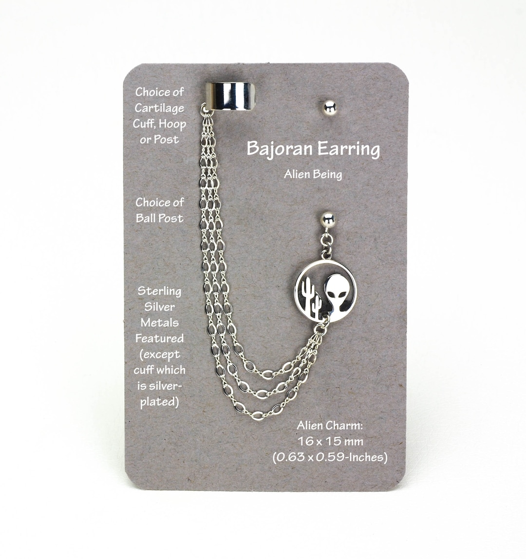 Alien Being Bajoran Cuff Cartilage Earring Helix Lobe Conch Hoop Post ...