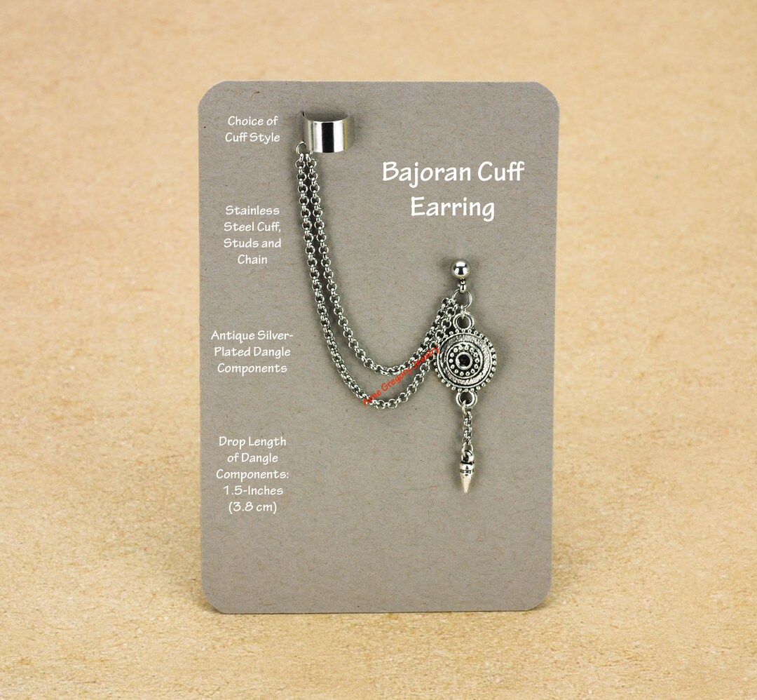 Bajoran Cuff Earring, Hypoallergenic Stainless Steel Stud Post Nut ...