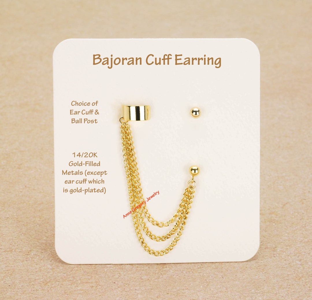 Gold Bajoran Cartilage Helix Chain Earring, Trekkie Techie Sci-fi ...
