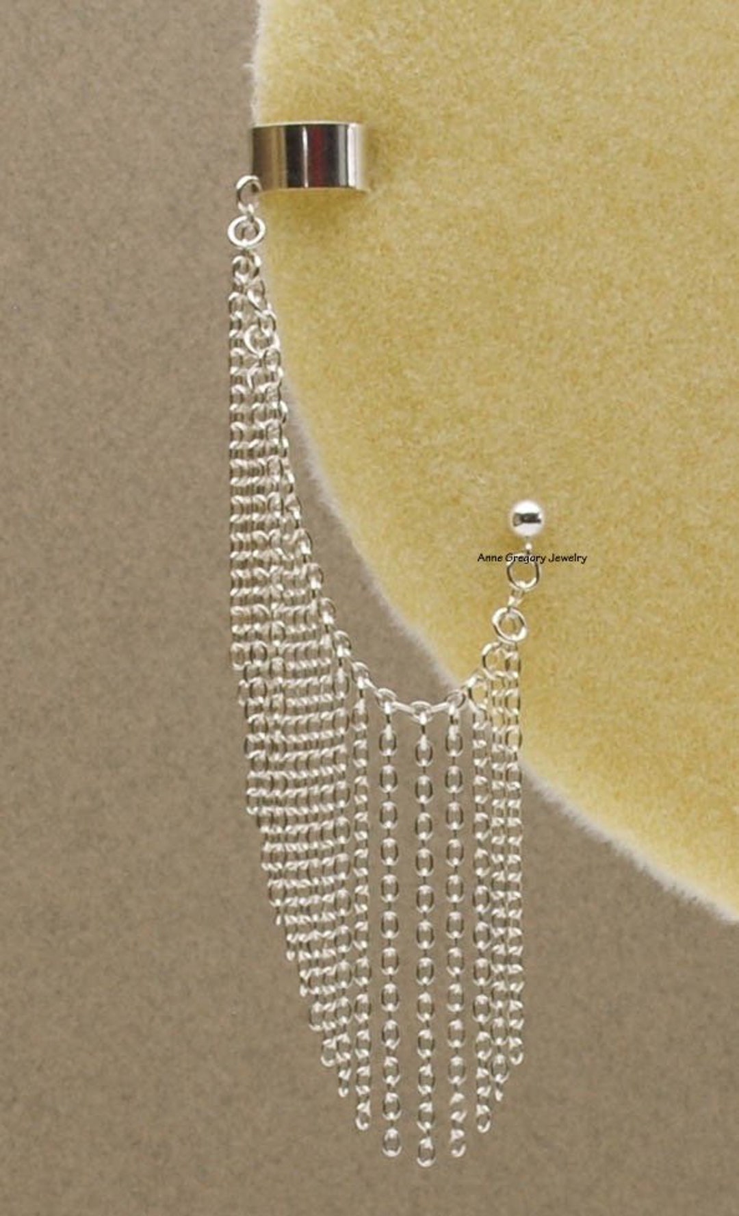 Sterling Silver Bajoran Chain Cuff Earring, Non-piercing, Fantasy ...