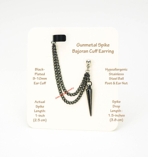 Smooth Gunmetal Spike Bajoran Cuff Earring Hypoallergenic | Etsy