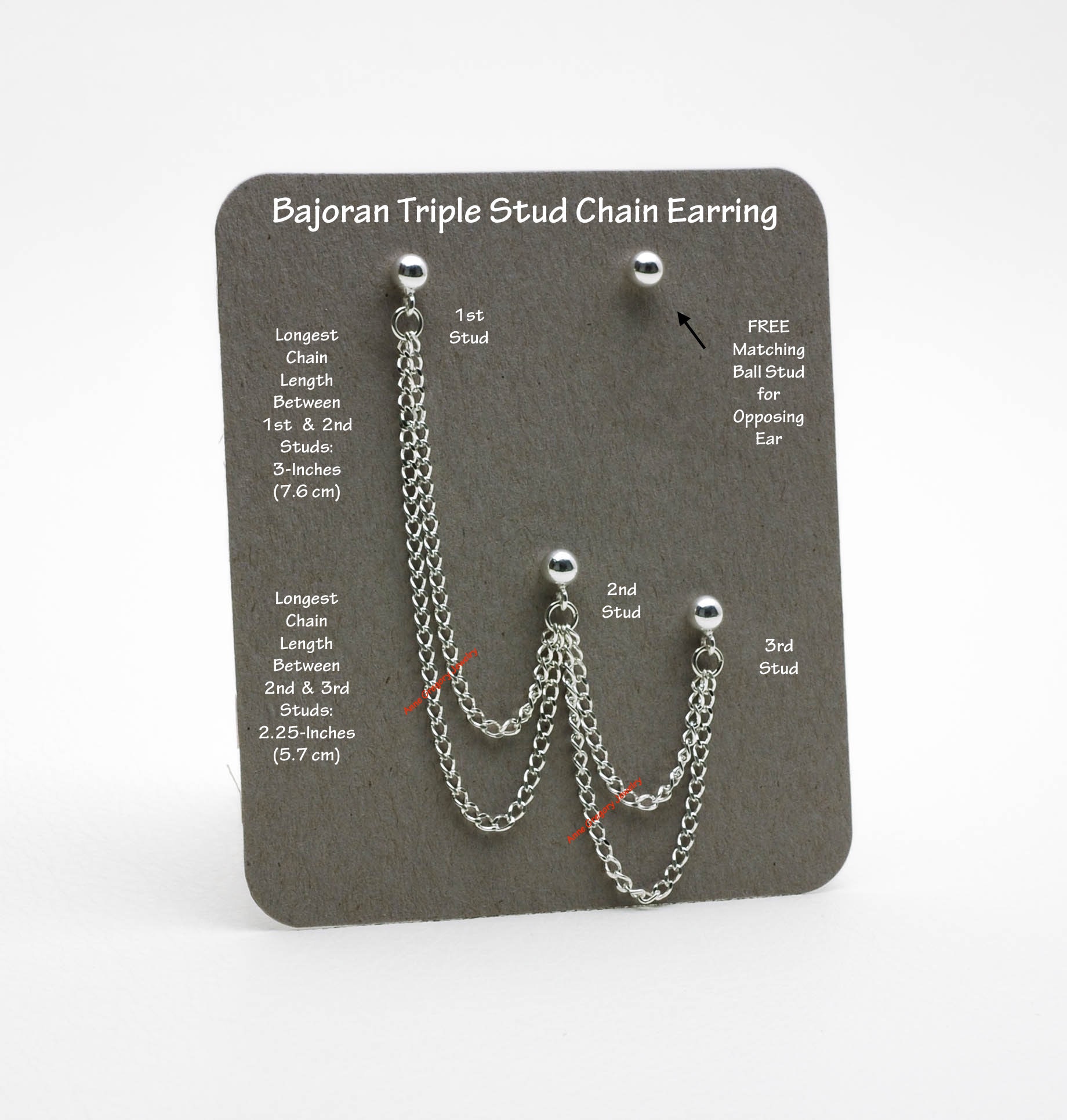 Sterling Silver Bajoran Triple Stud Chain Earring, Techie Fantasy, 573 ...