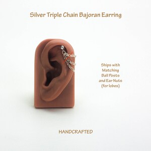 Sterling Silver Triple Chain Cartilage Earring, Single Helix Stud, 835 ...