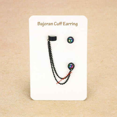 Hypoallergenic Niobium Black Cuff Earring Rainbow Hematite Etsy