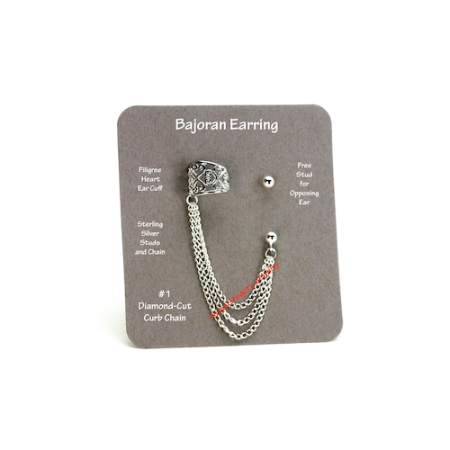 Bajoran Heart Filigree Cuff Earring Triple Chain Stud - Etsy