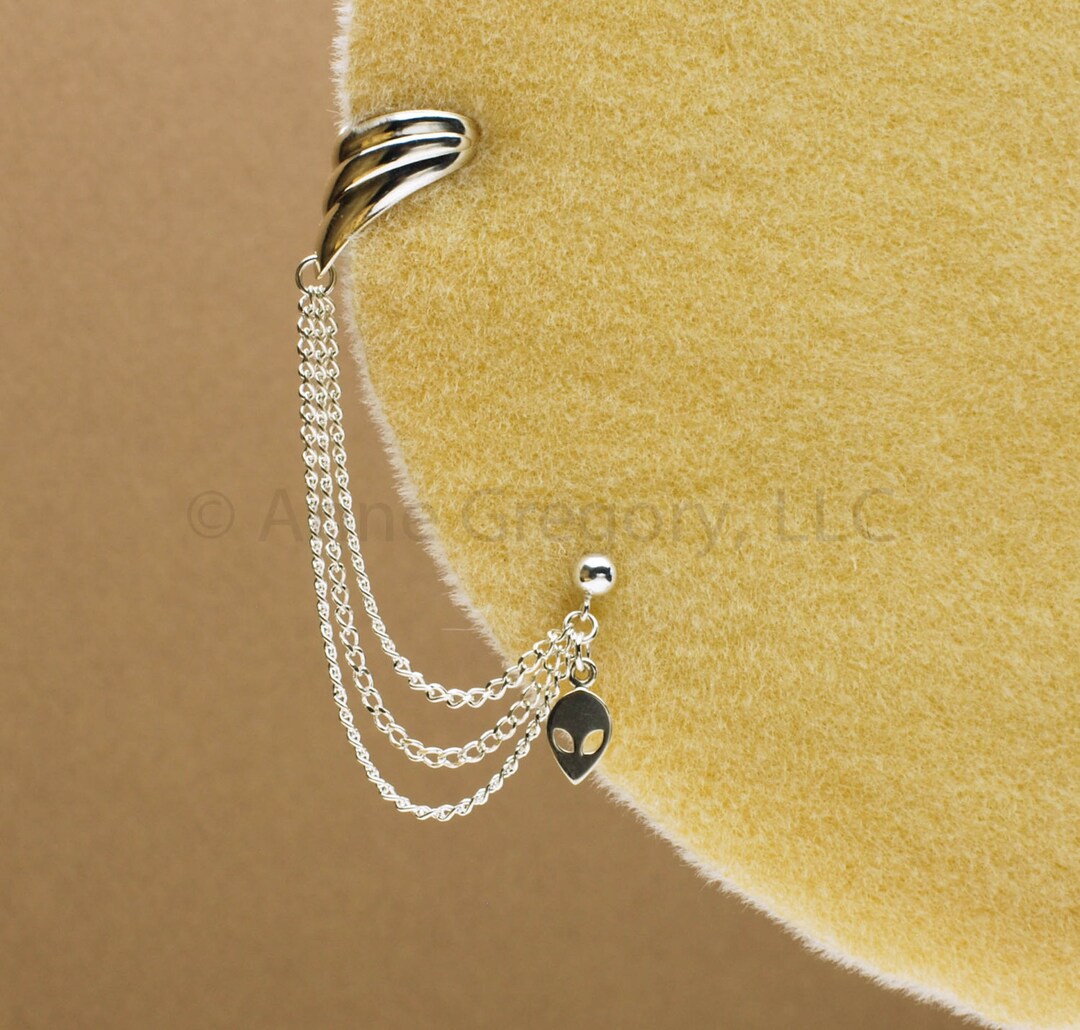 Silver Alien Face Bajoran Cuff Earring Sterling Ear Post - Etsy