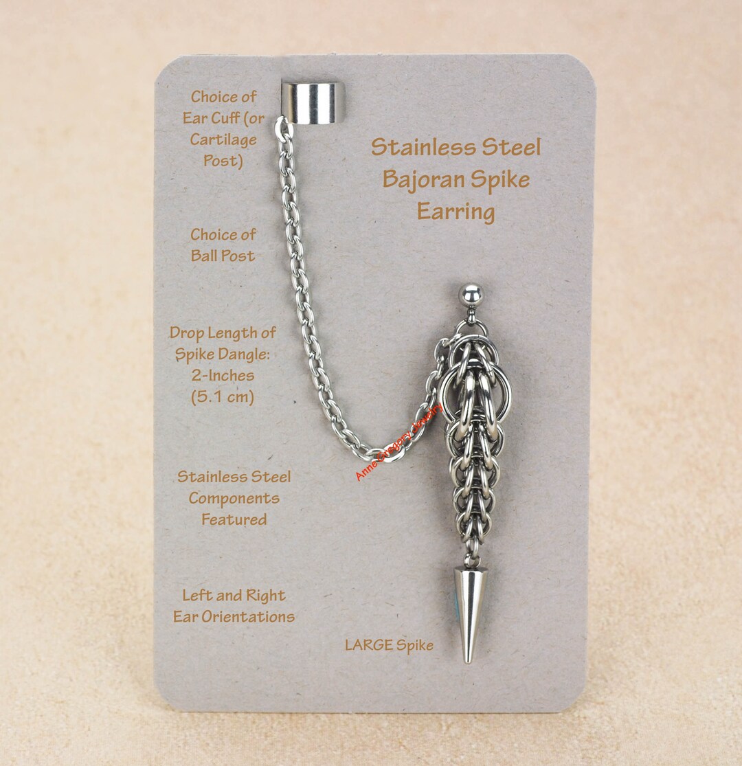 Bajoran Bling, Stainless Steel Cuff Cartilage Helix Spike Earring ...
