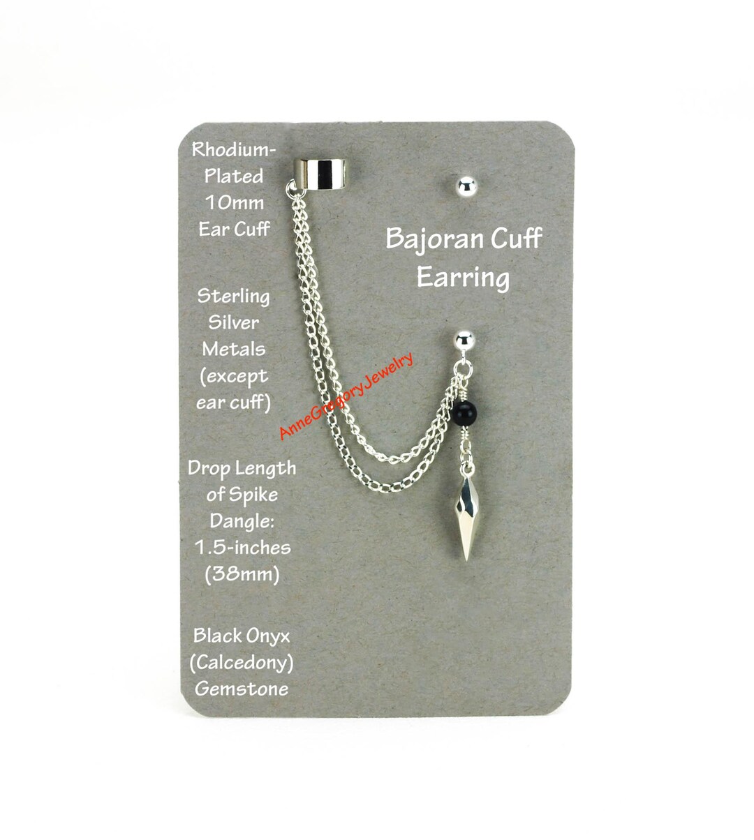 Bajoran Cuff Earring, Sterling Silver, Black Onyx, Sci-fi Cosplay, 981 ...