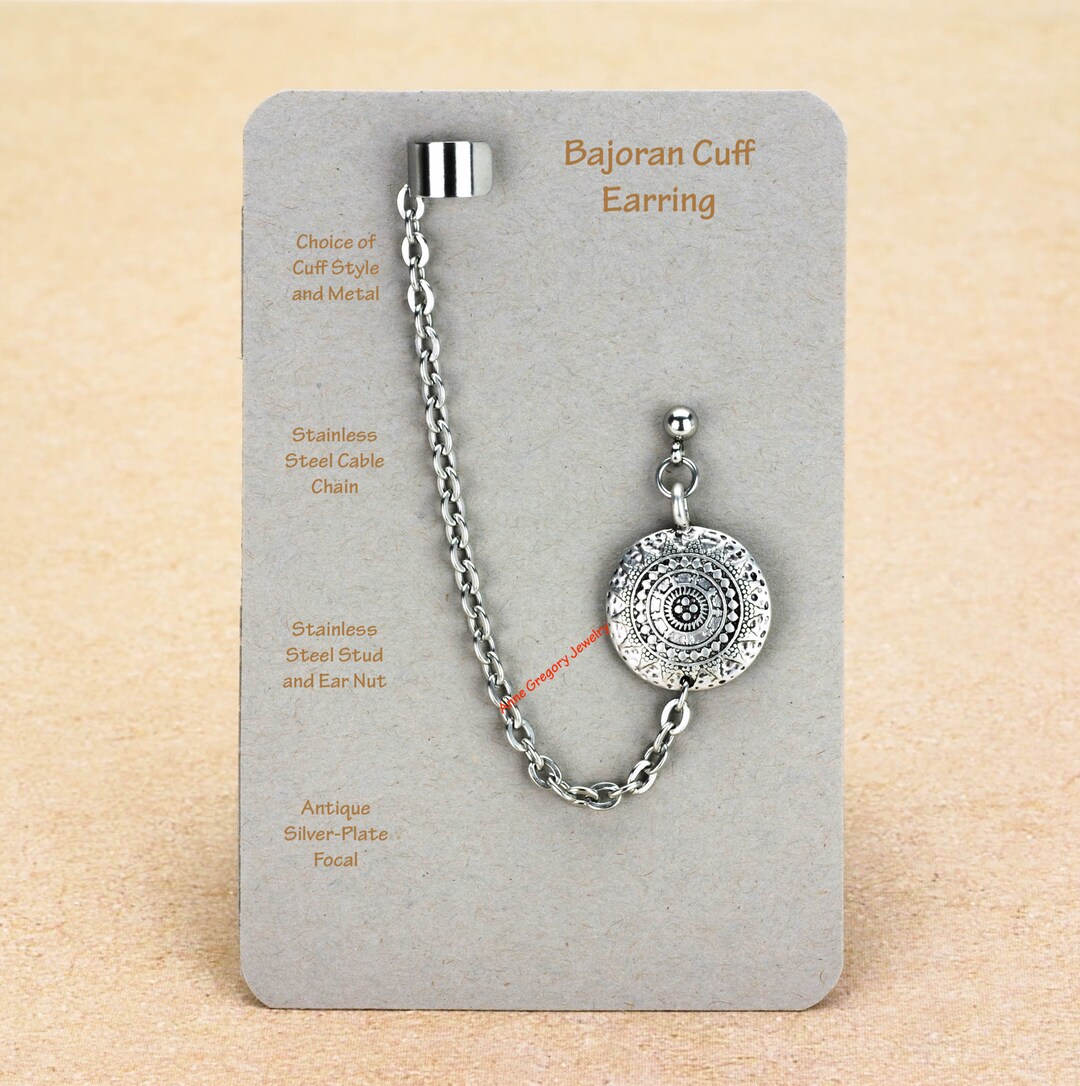 Bajoran Cuff Armor Earring, Ornate Medallion Coin, 10mm Ear Cuff ...