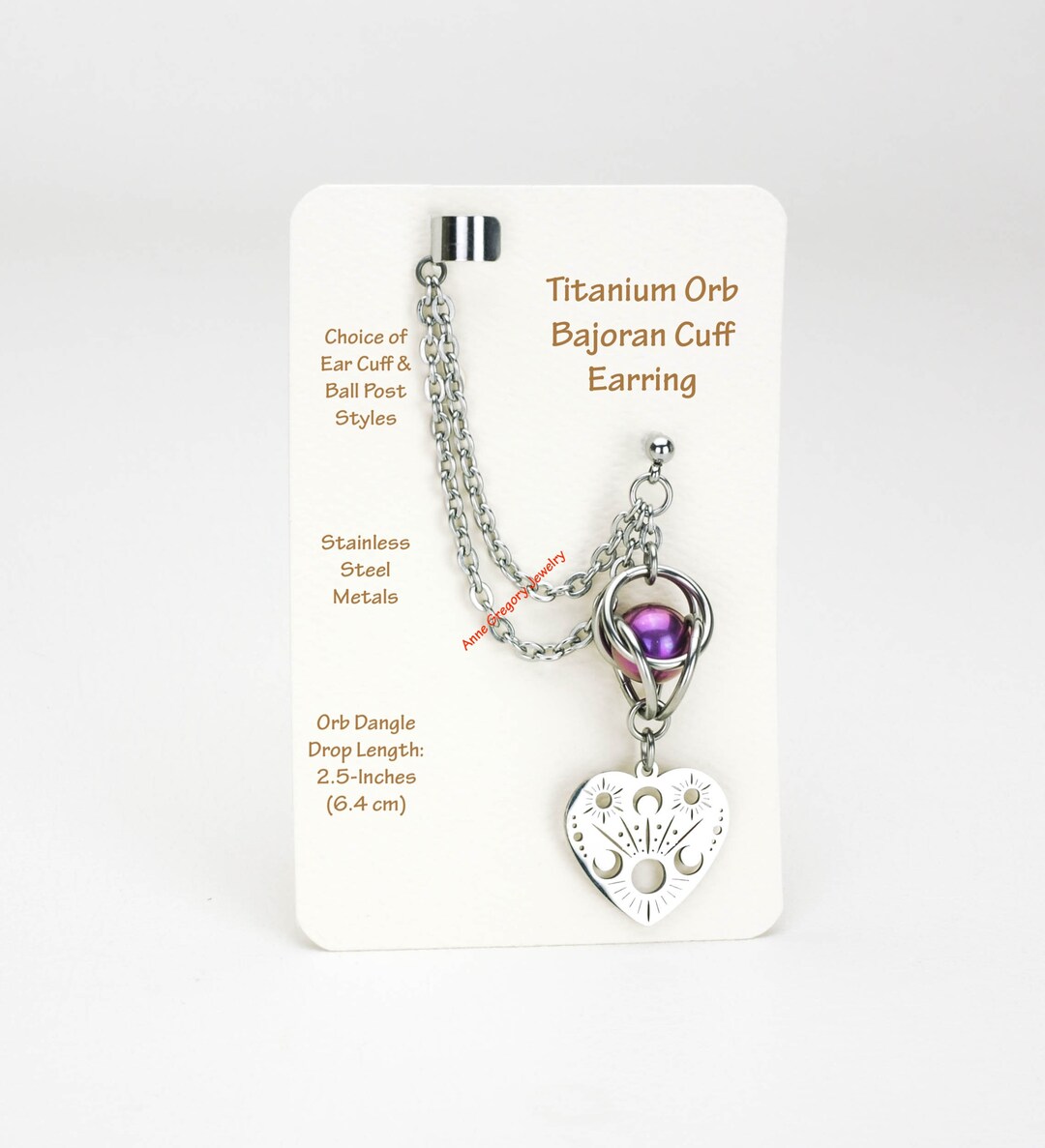 Bajoran Bling, Titanium Orb, Stainless Steel Cuff Chain Earring ...