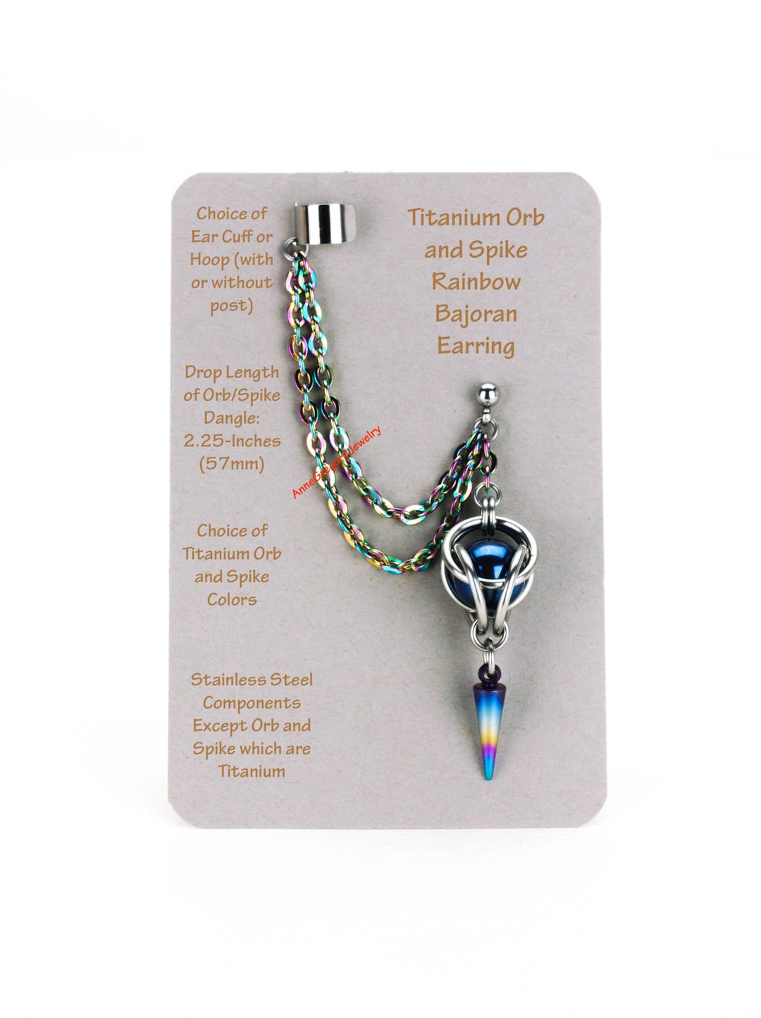 Rainbow Bajoran Cuff Hoop Earring, Non-pierced & Pierced Ears, Titanium ...