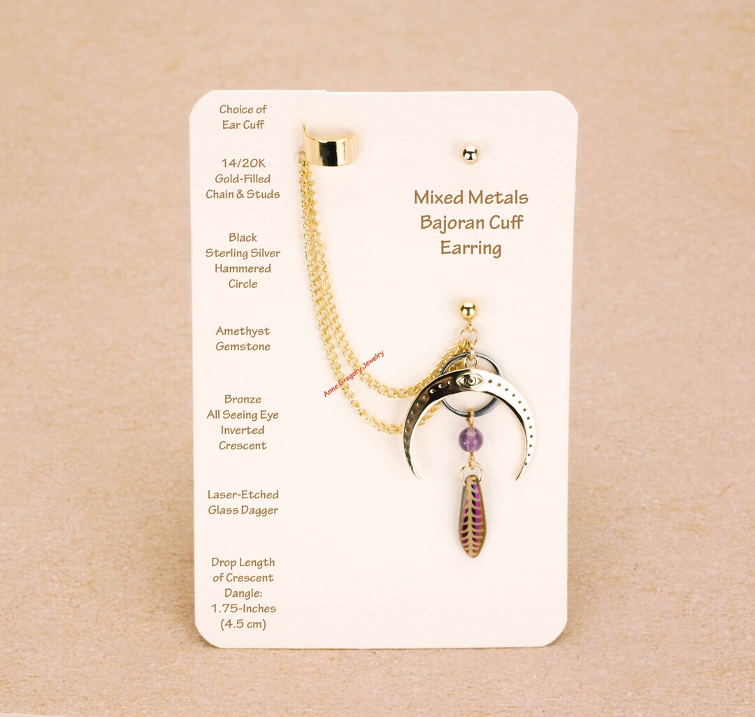 Amethyst Bajoran Cartilage Earring Trekkie Scifi Crescent Moon ...