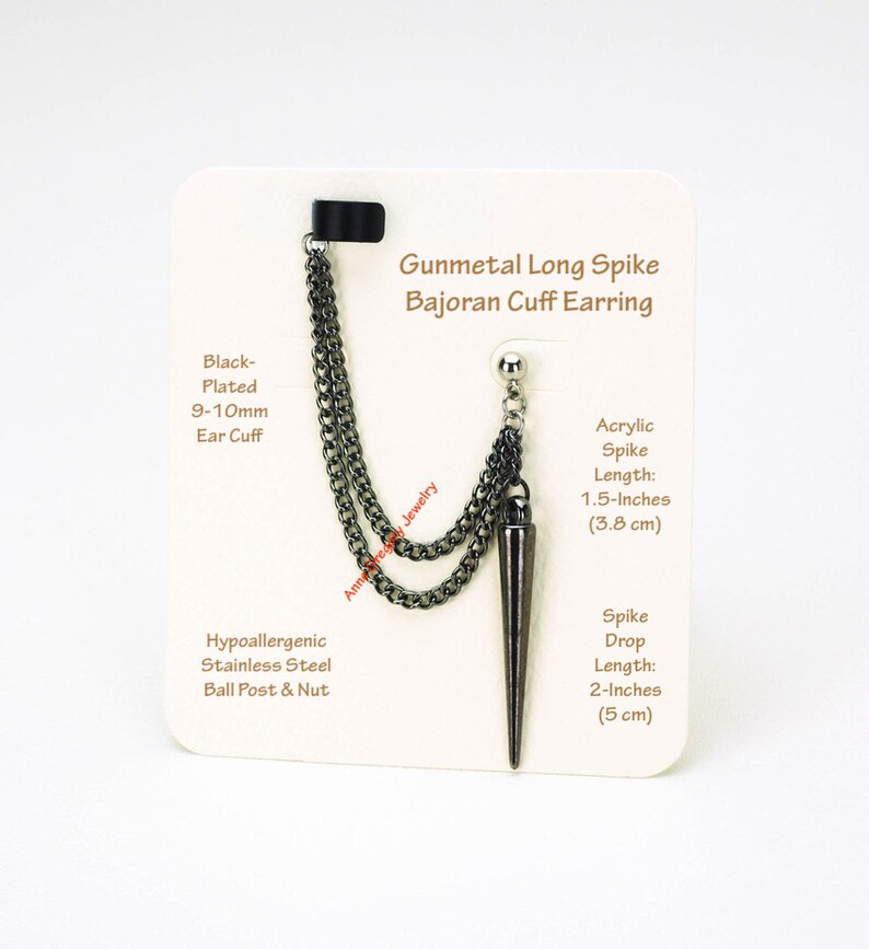 Smooth Gunmetal Spike Bajoran Cuff Earring Hypoallergenic | Etsy