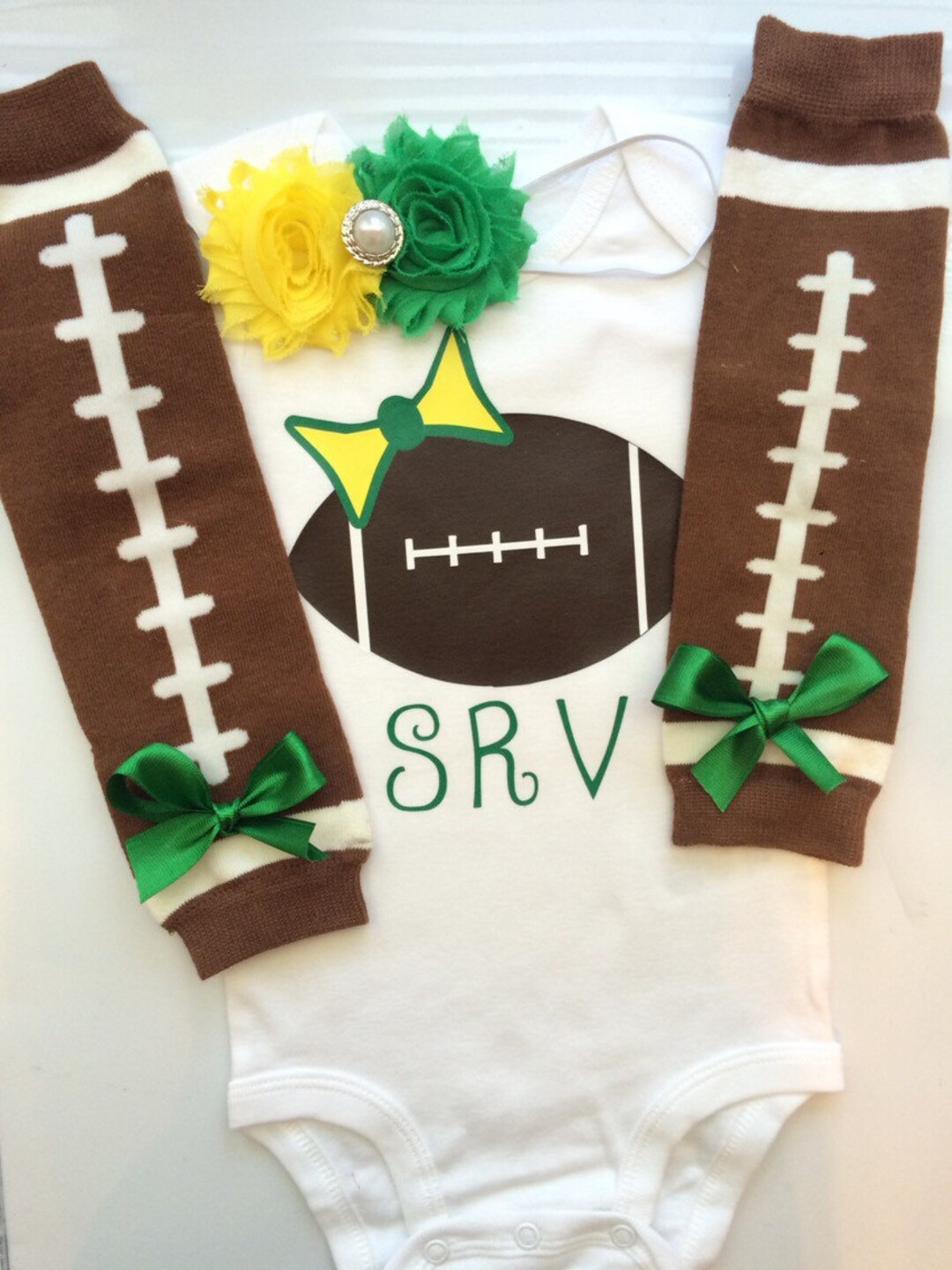 Baby Girl Football Outfit - Personalized Baby Girl Outfit -- Girly ...