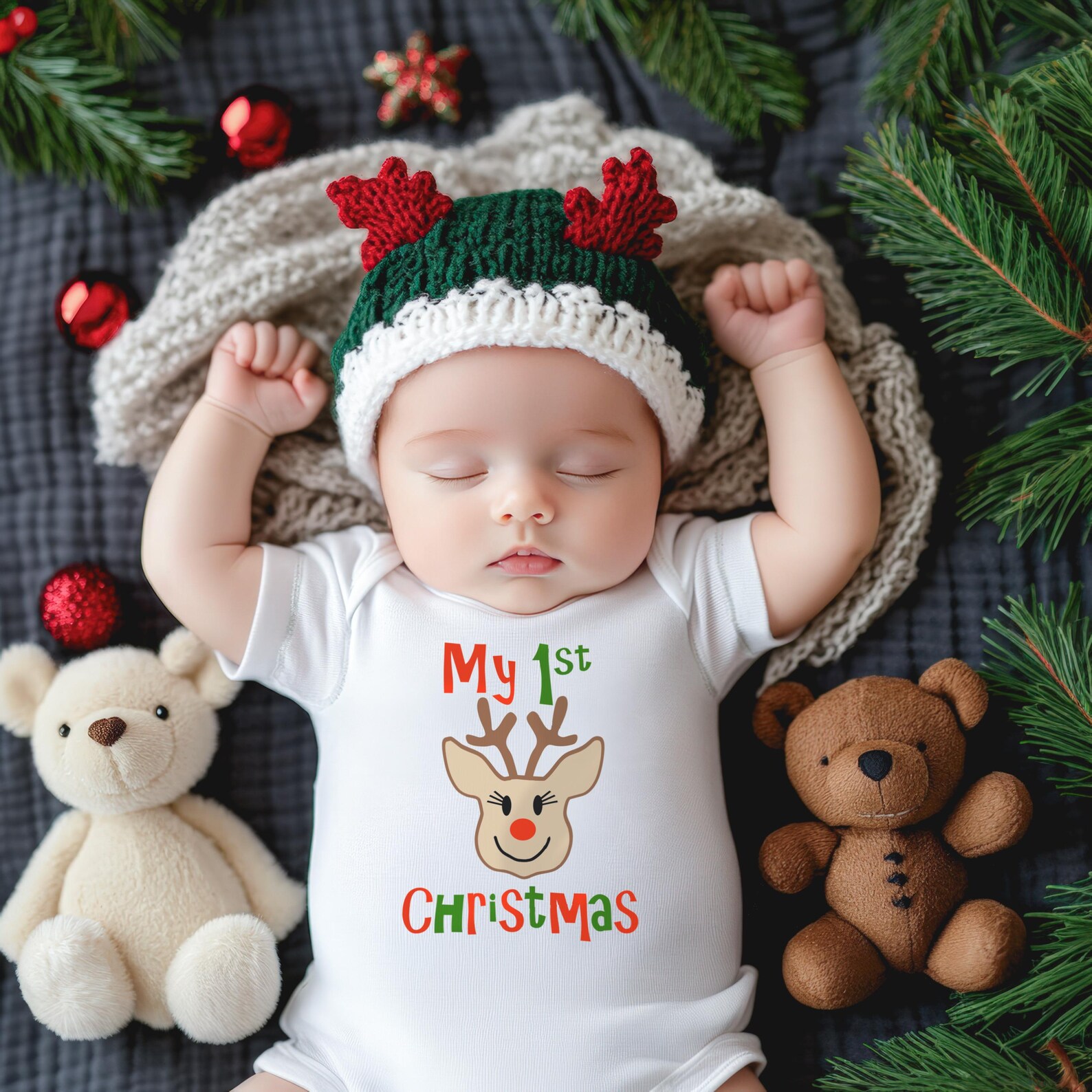 Baby Girl 1st Christmas Outfit - Newborn and 3 Month My First Christmas ...