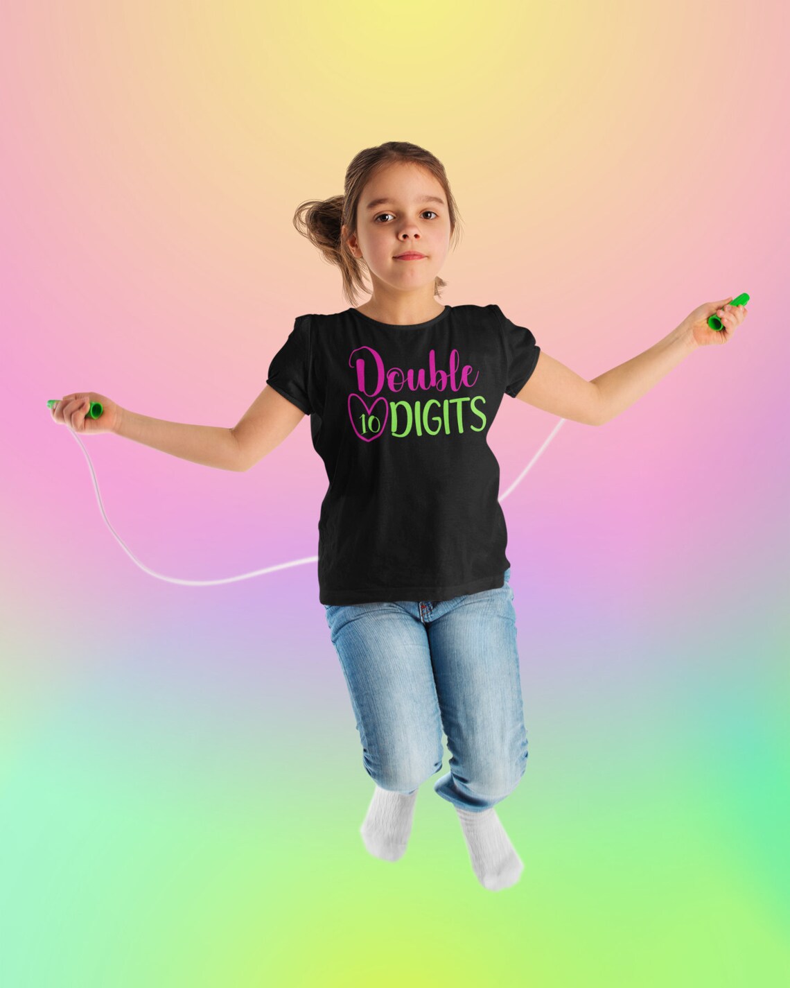 Girl's Neon Double Digits Birthday Shirt- BLACK LIGHT Glow Birthday ...