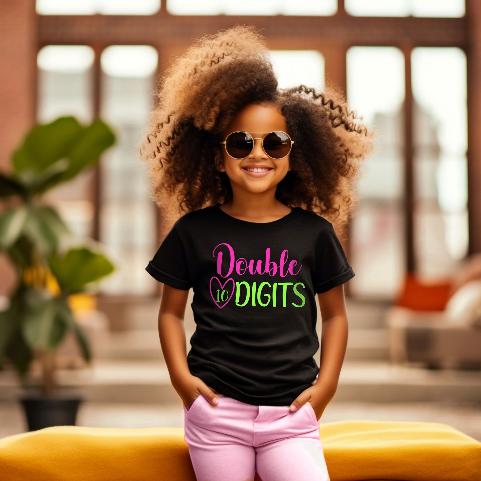 Girl's Neon Double Digits Birthday Shirt- BLACK LIGHT Glow Birthday ...