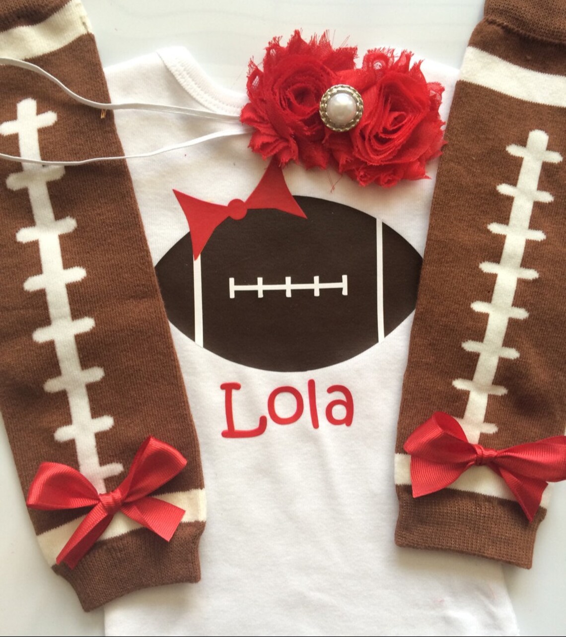 Baby Girl Football Outfit - Personalized Baby Girl Outfit - Football ...
