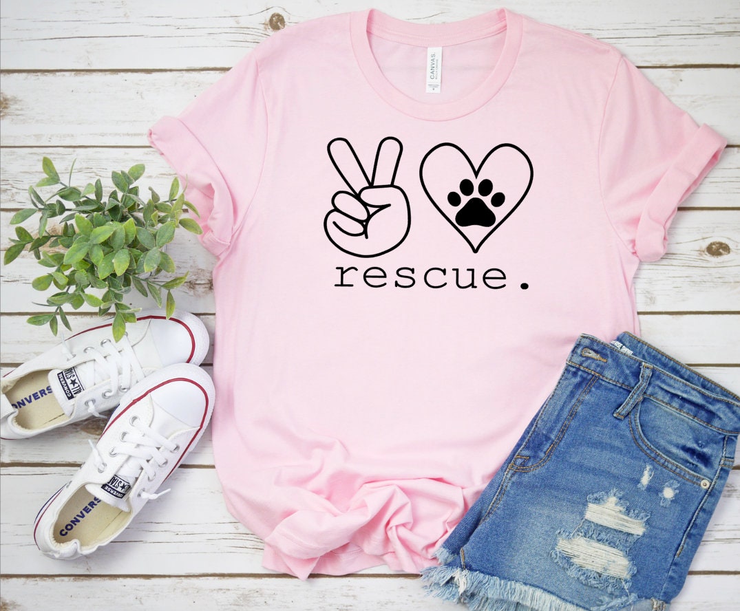 Peace Love Rescue pet adoption shirt dog lover shirt | Etsy