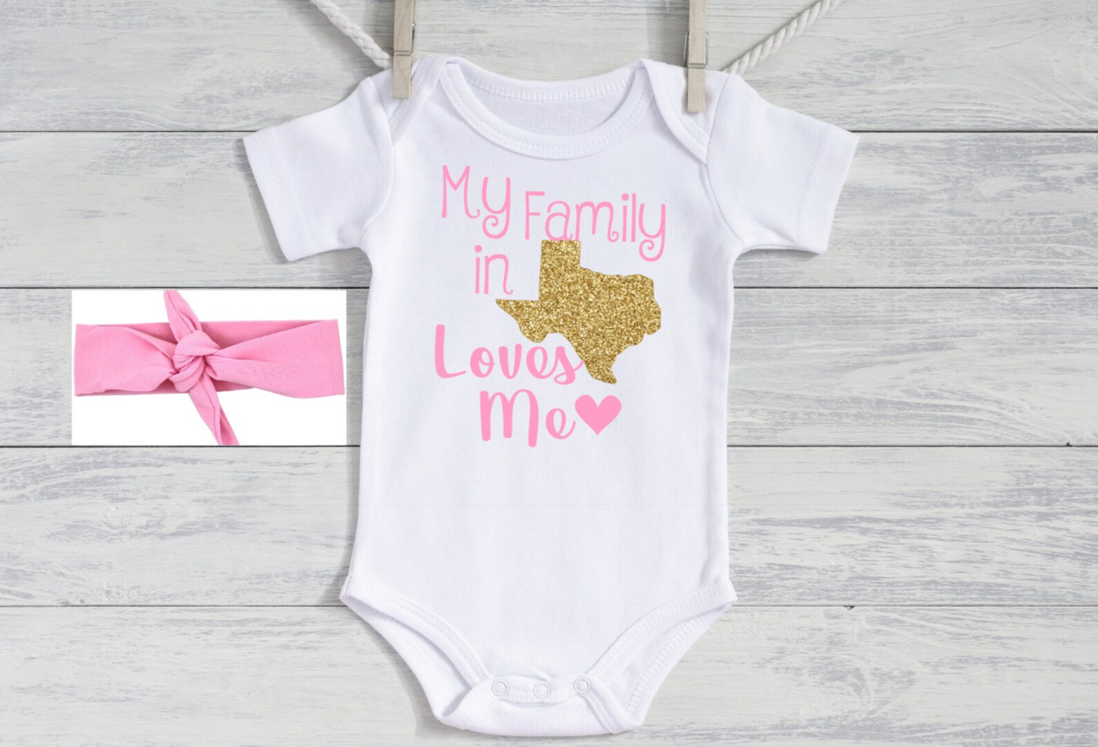 Baby Girl My Family in Texas Loves Me- Texas Baby Gift- Infant Texas ...
