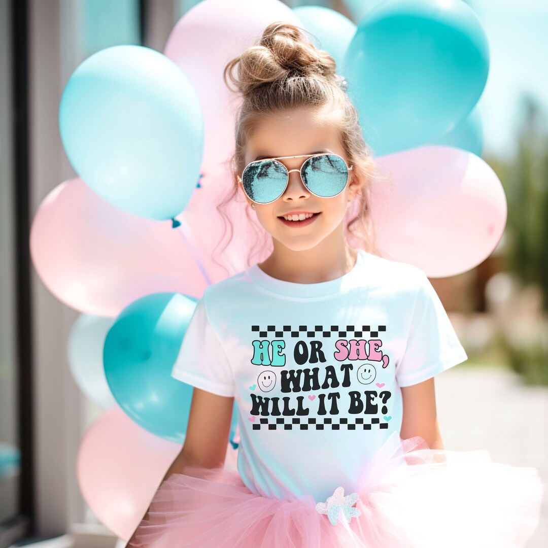 Gender Reveal Shirt Retro Gender Reveal Party He Or She What Will It Be Etsy