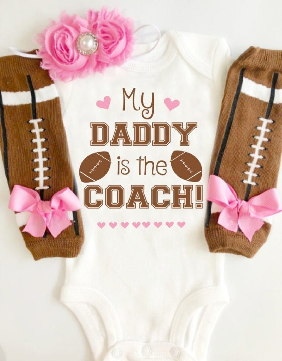Football Coach Baby Girl Outfit- My Dad is the Coach - Baby Girl ...