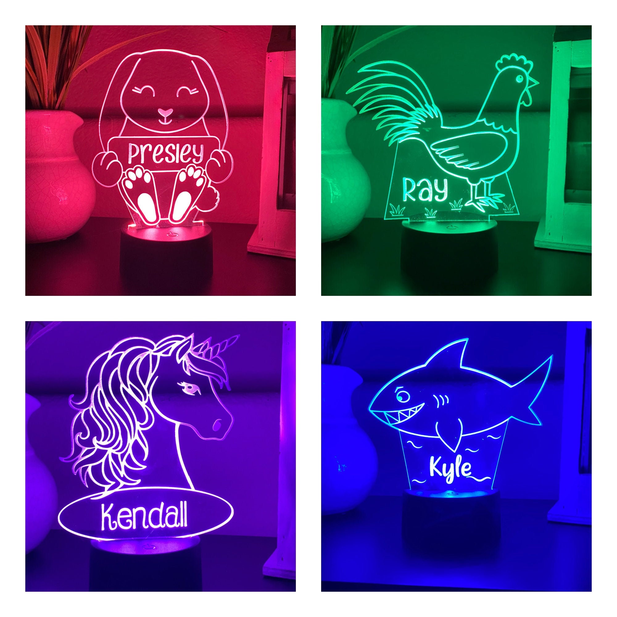 LED Night Light - Personalized Kid's Night Light - LED Home Decor- Led ...