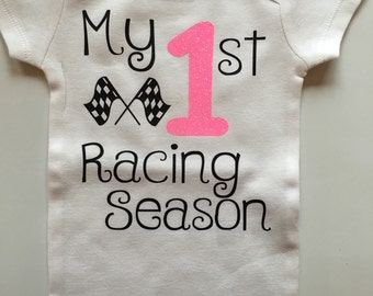 Baby Girl Race Day Outfit checkered outfit personalized