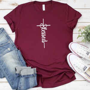 Blessed Shirt - Thanksgiving Women's Shirt - Cross Thankful Blessed ...