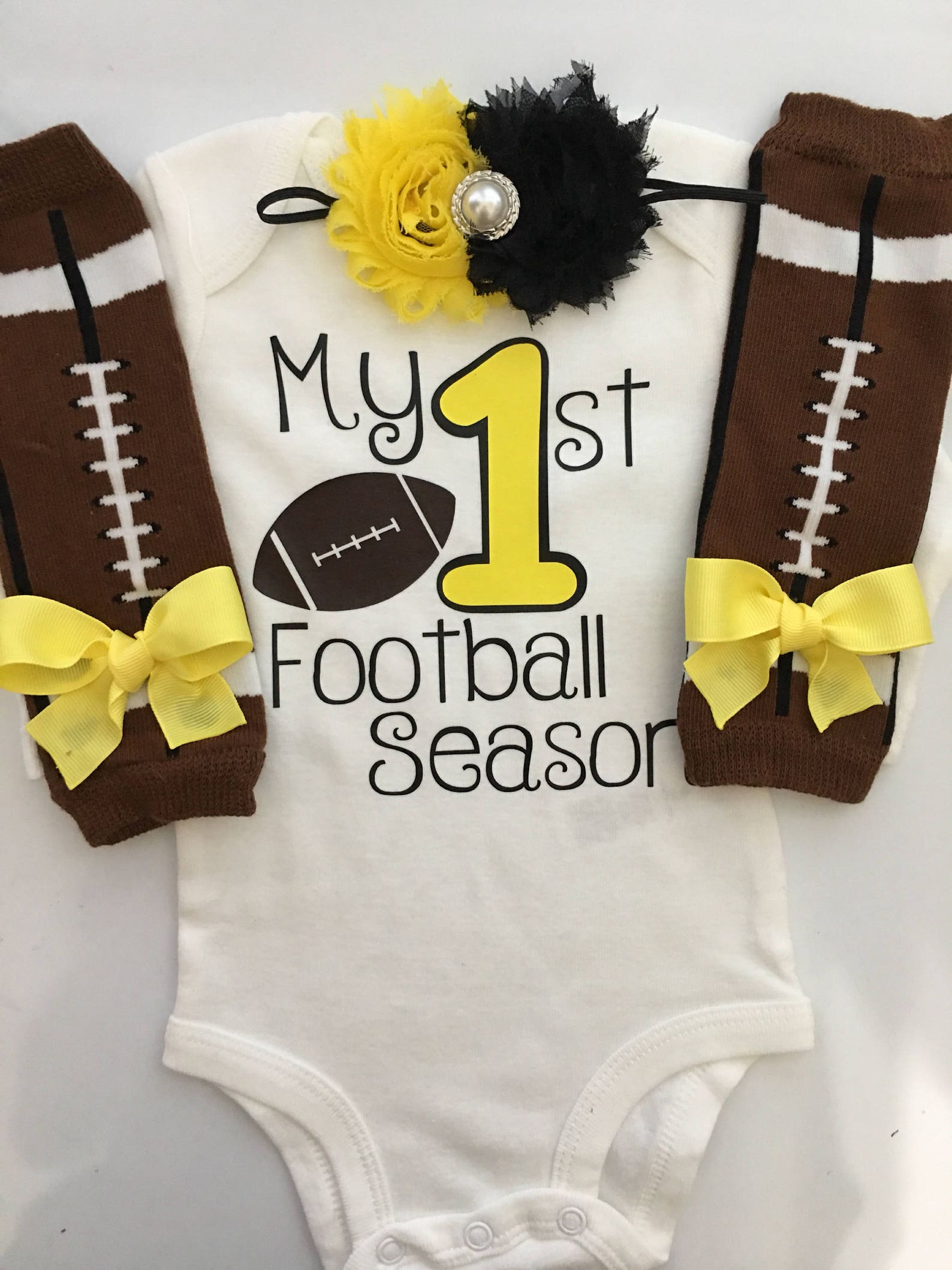 Baby Girl Outfit -my 1st Football Season- Baby Girl Outfit - Football ...