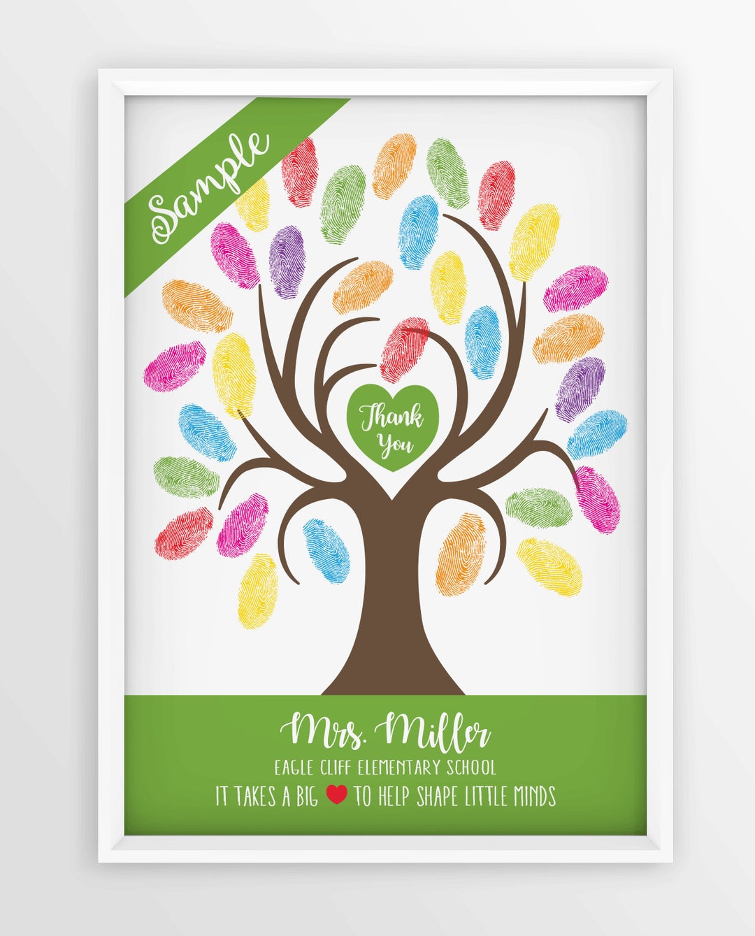 Fingerprint Tree Teacher Print, Thumbprint Tree Teacher Gift, Teacher ...