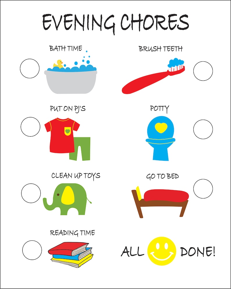 Kids Chore Chart Kids Chore Chart Morning and Evening - Etsy UK