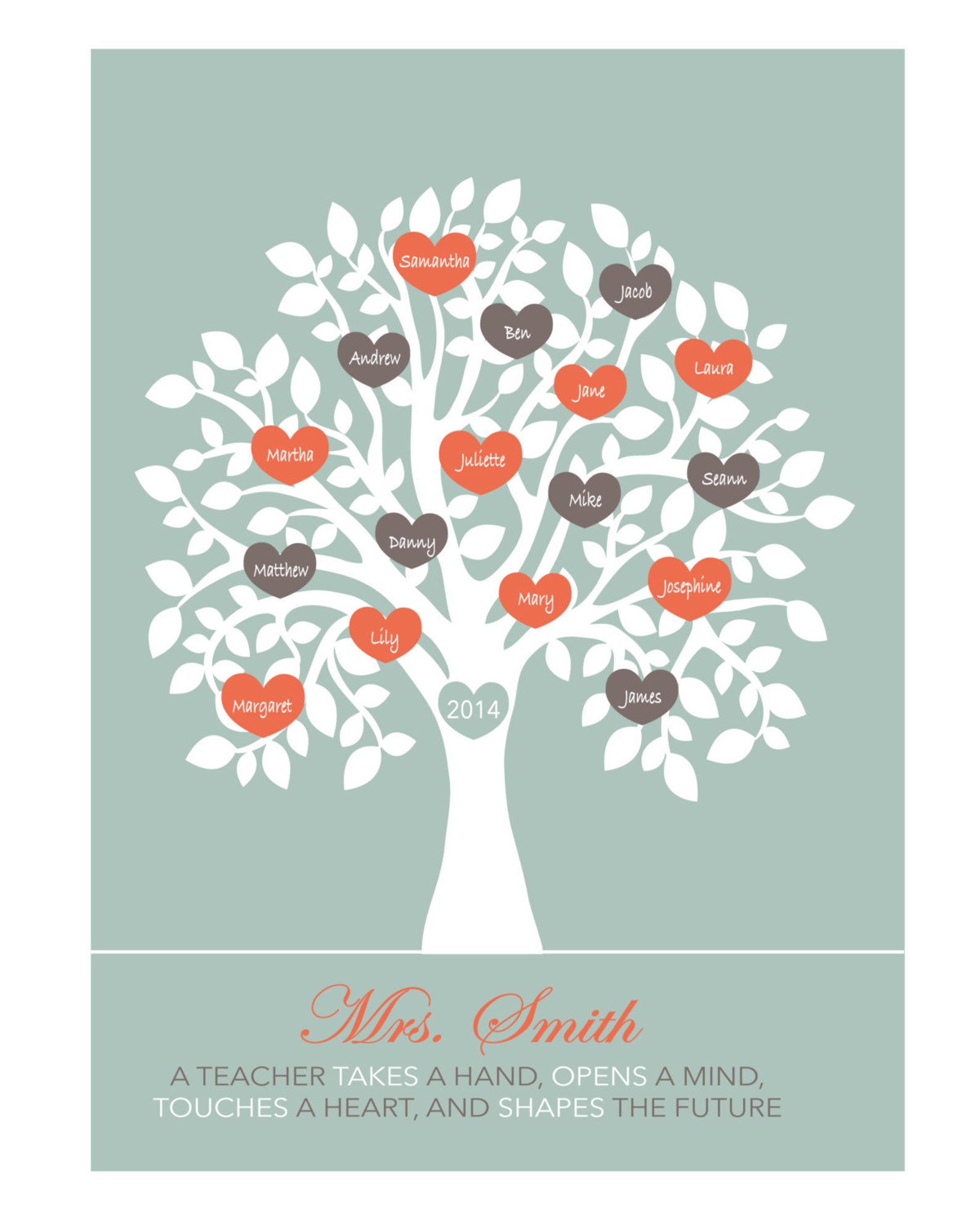 TEACHER TREE, Tree Personalized With Classmates Names, Teacher ...