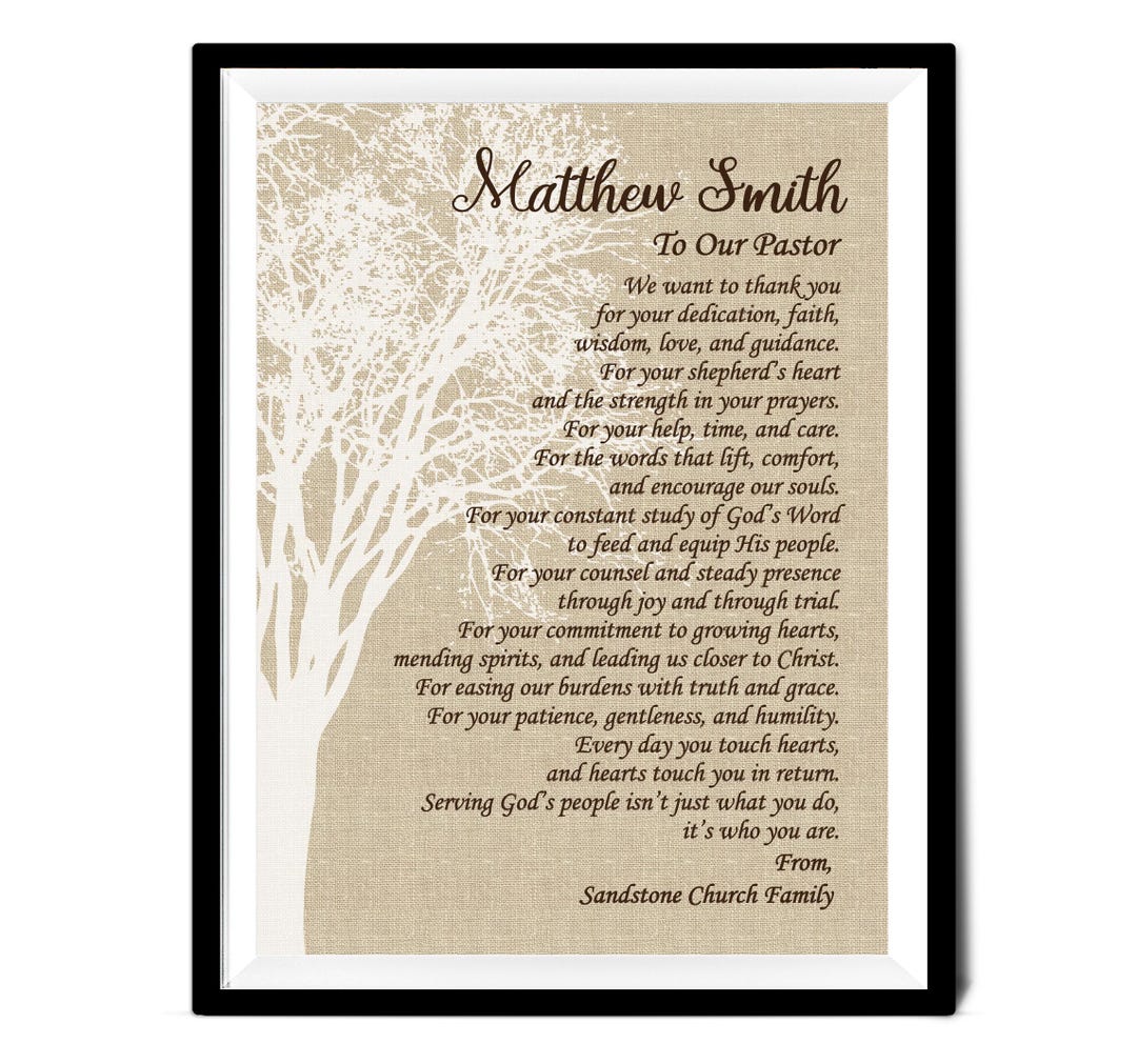 Pastor Gift Pastor Appreciation Wall Decor Minister Gift Personalized ...