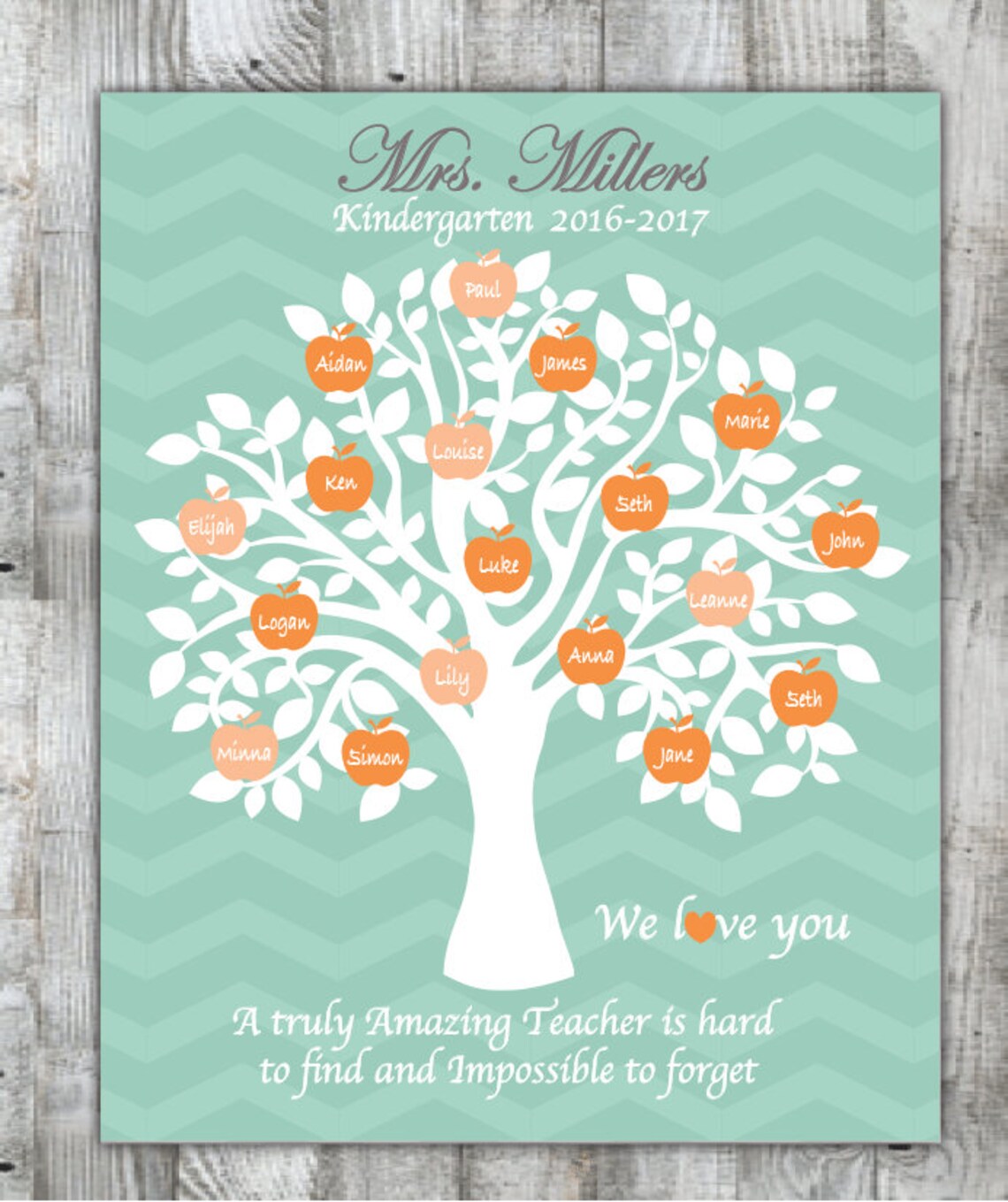 TEACHER TREE Tree Personalized With Classmates Names Teacher - Etsy