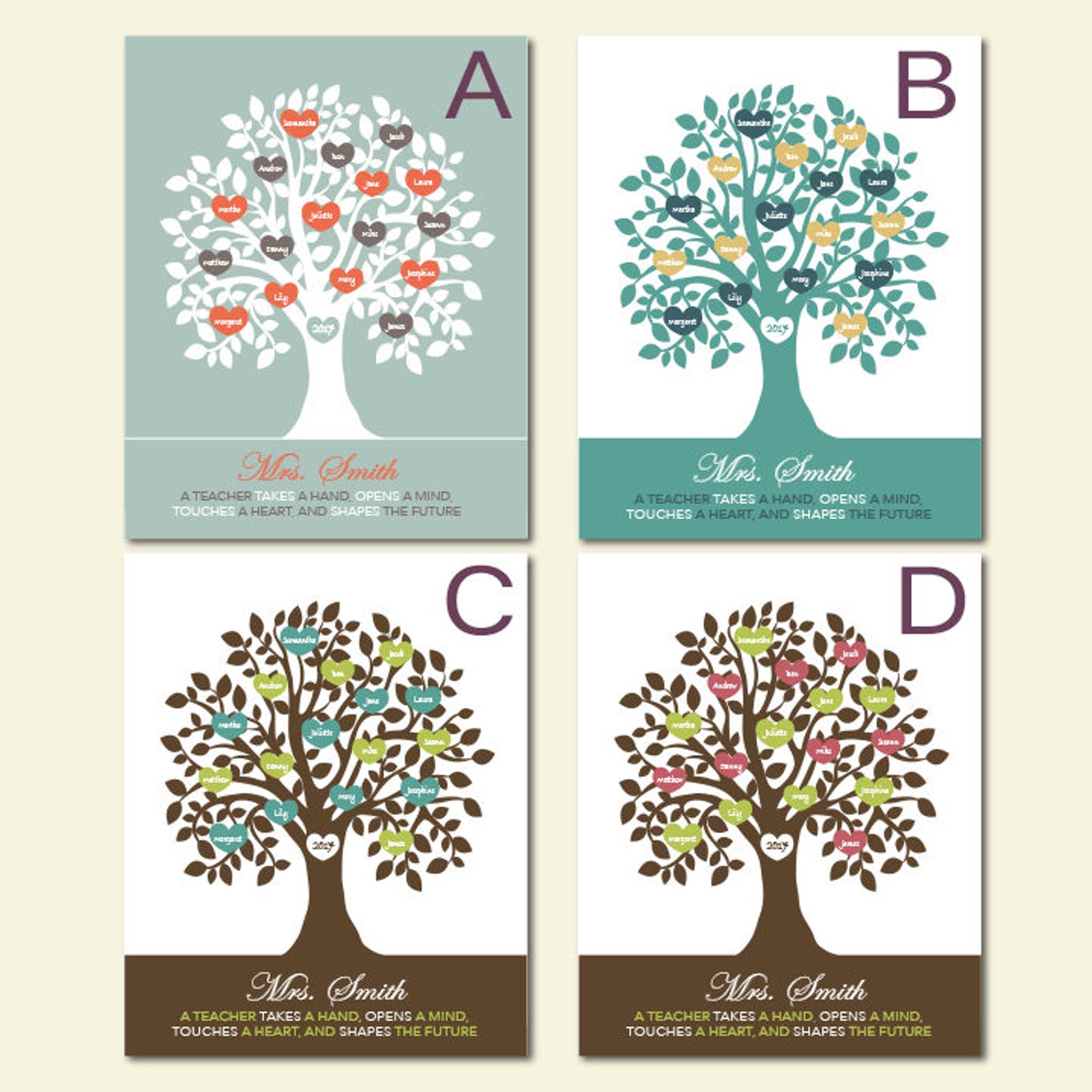 TEACHER TREE, Tree Personalized With Classmates Names, Teacher ...