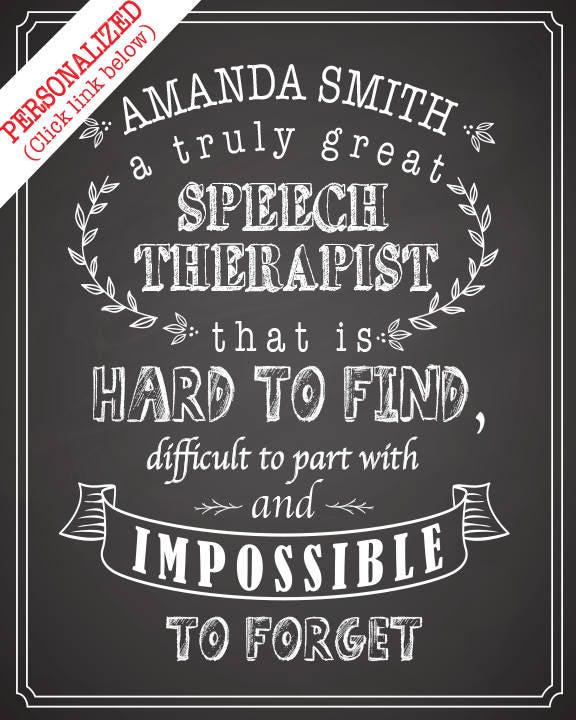 Speech Therapist Chalkboard Printable, Speech Therapist Gift, SLP ...