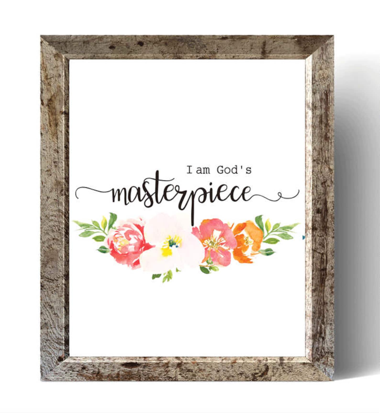 I Am God's Masterpiece Printable Wall Decor Bible Verses - Etsy