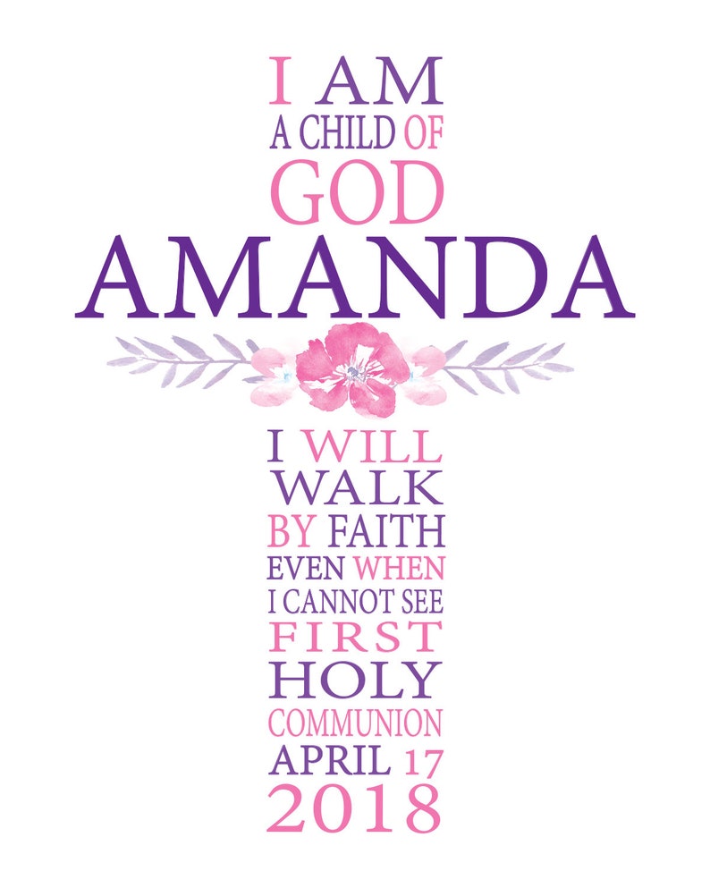 Personalized First Communion Cross, First Holy Communion Print Gift ...