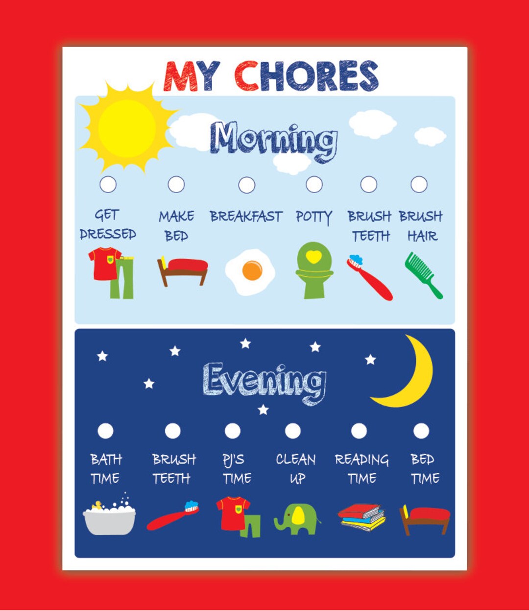 Kids Chore Chart Printable - Positive Behavior Chart - Star Chart ...
