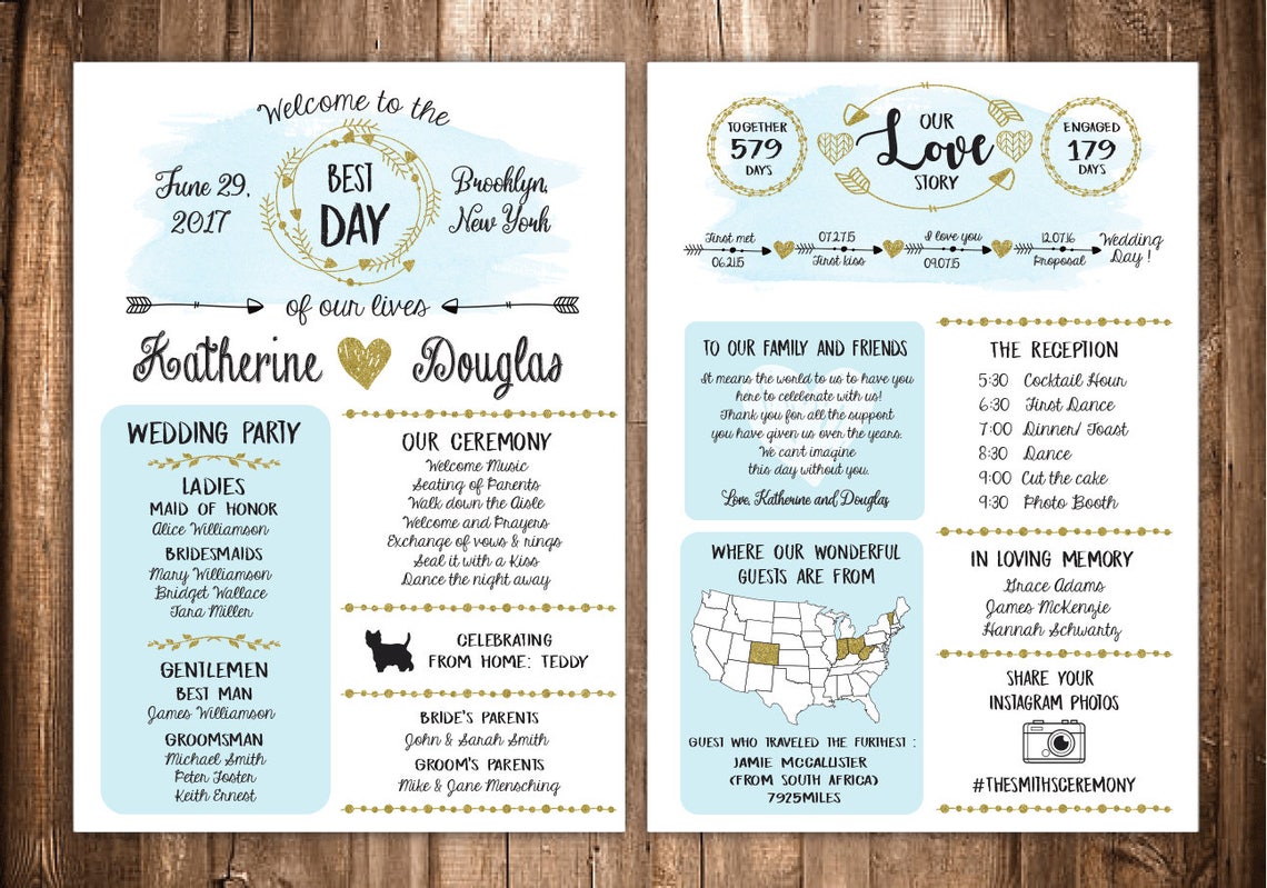 Infographic Wedding Program, Printable Wedding Program, Modern Custom ...