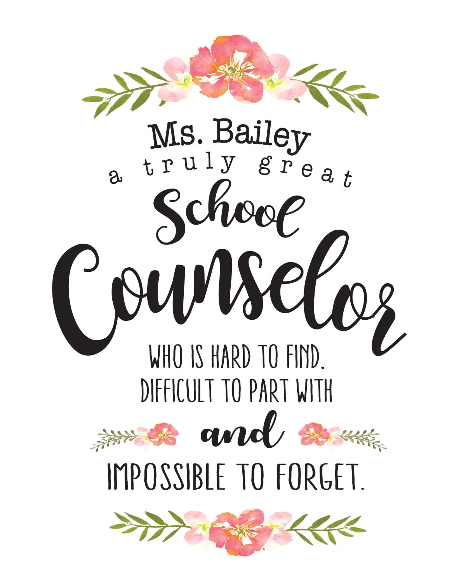 Personalized School Counselor Gift A Truly Great School - Etsy