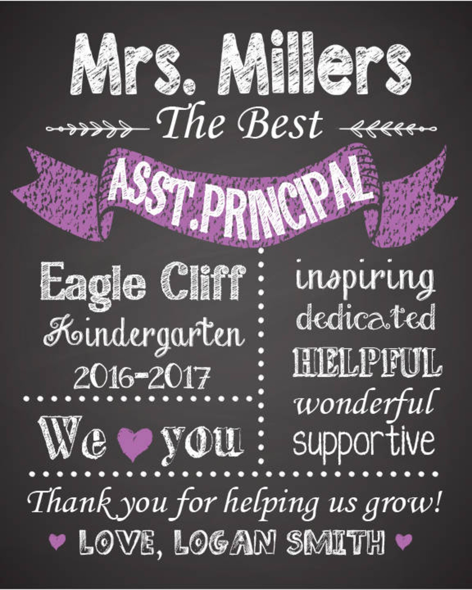 Assistant Principal Gift Asst. Principal Chalkboard | Etsy