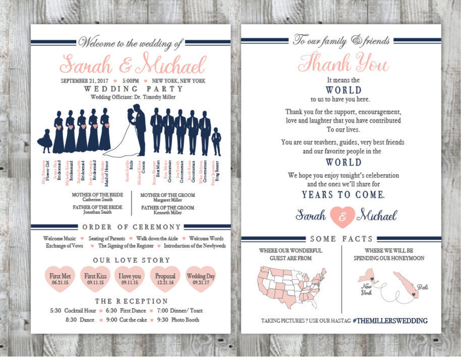 Infographic Wedding Program Design With Wedding Party Silhouettes ...