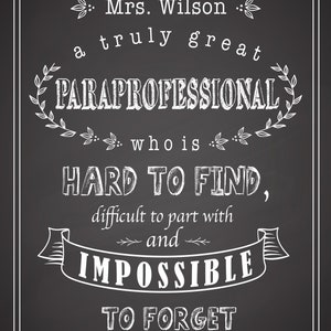 Personalized Paraprofessional Gift, Teacher Aide Gift, Para Printable ...