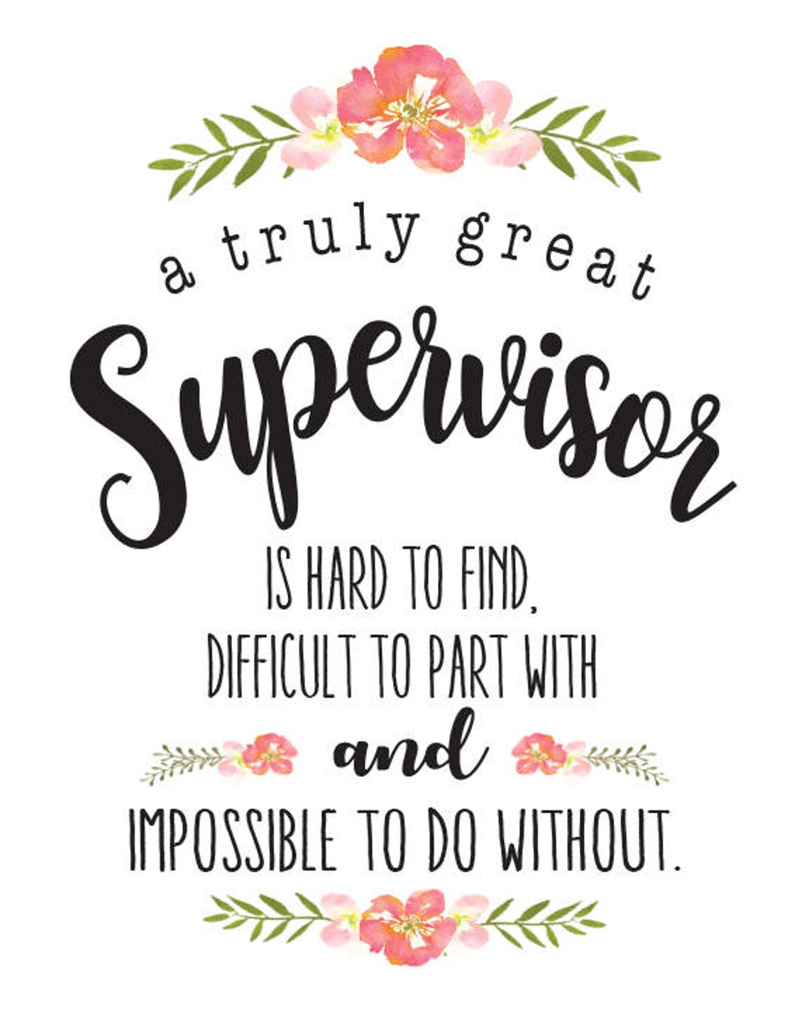 A Great Supervisor is Hard to Find Printable Supervisor Gift | Etsy