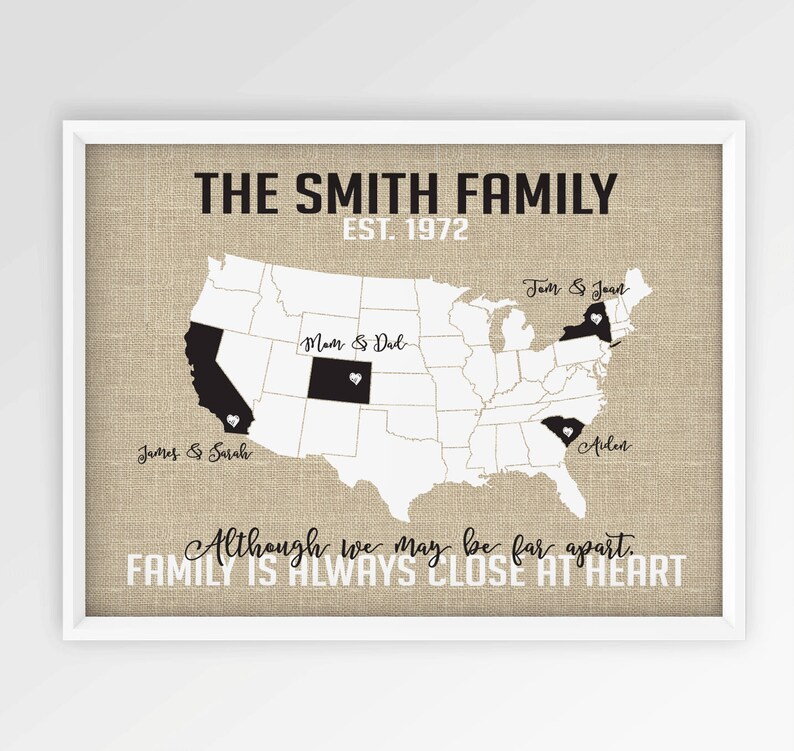 Custom Family Gift Though We May Be Far Apart We Are Always | Etsy