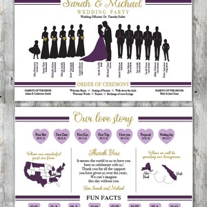 Infographic Wedding Program Design With Wedding Party Silhouettes ...