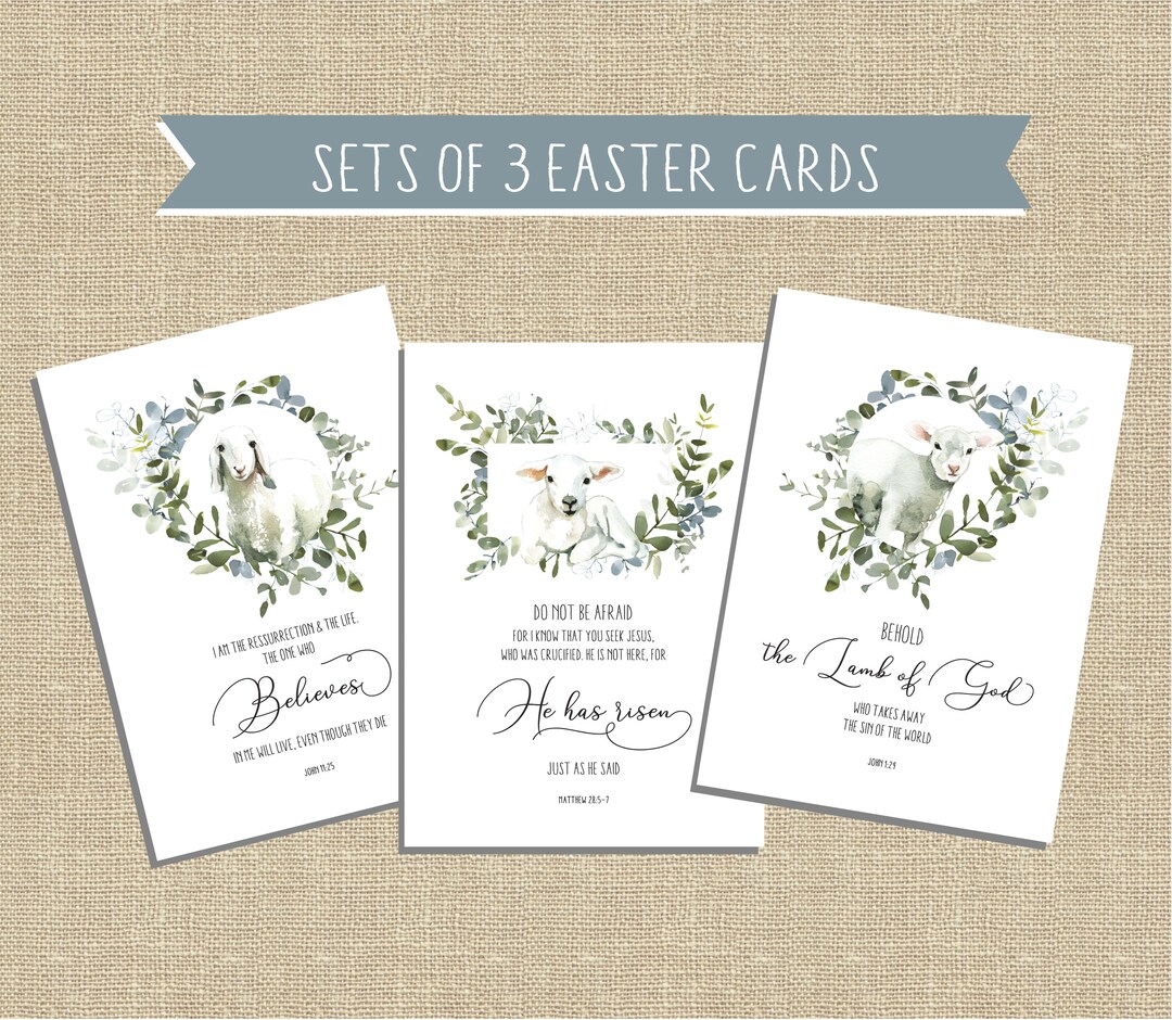 Printable Easter Greeting Cards Set, Religious Easter Cards With Bible ...